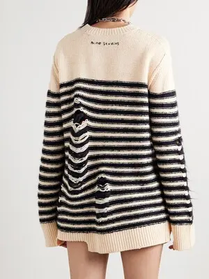 Acne Studios Distressed Striped Wool-blend Sweater