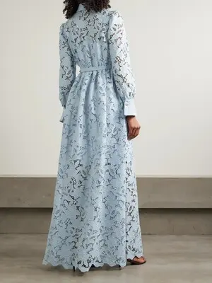 SELF-PORTRAIT Belted Corded Lace Maxi Dress