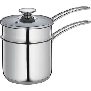 KUCHENPROFI Mini Double Boiler Set W/ Glass Lid, 1.6 Qt - Silver