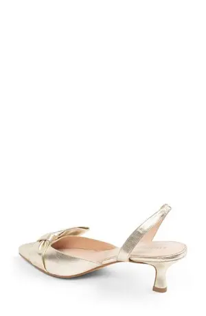 PATRICIA GREEN London Bow Pointed-toe Slingback Pumps - Gold Leather