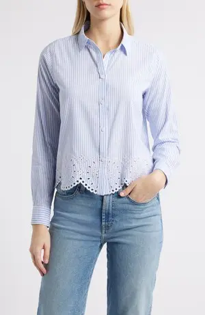 BEACHLUNCHLOUNGE Jullian Embroidered Eyelet Shirt