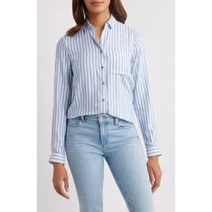 BEACHLUNCHLOUNGE Candace Striped Button-up Shirt - Blue Poppy