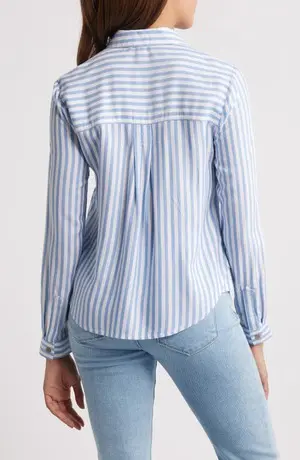 BEACHLUNCHLOUNGE Candace Striped Button-up Shirt - Blue Poppy