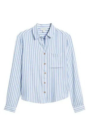BEACHLUNCHLOUNGE Candace Striped Button-up Shirt - Blue Poppy
