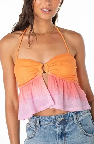 Roxy Magic Hour Ombré Halter Top - Sugar Coral Solid