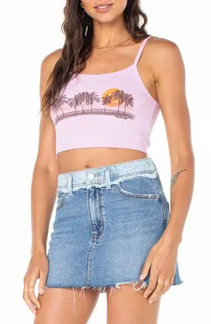 Roxy Palm Stripe Rib Crop Camisole