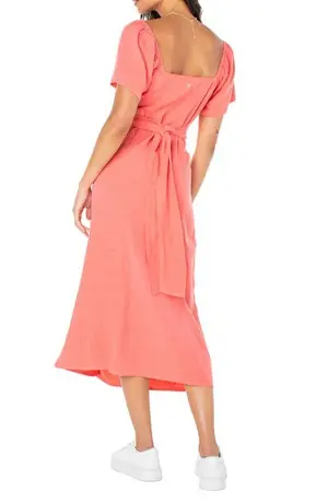 Roxy Bungalow Bliss Tie Back Midi Dress - Sugar Coral Solid