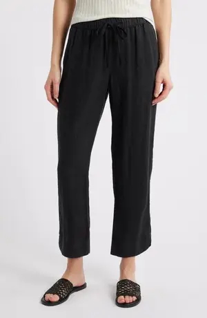 Caslon CASLON(R) Tapered Linen Pants Black
