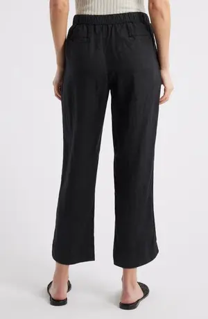 Caslon Tapered Linen Pants - Black