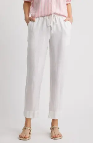 Caslon Tapered Linen Pants - White