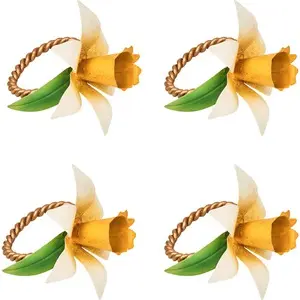JULISKA Meadow Set Of 4 Napkin Rings - Yellow