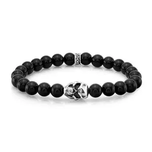 ROOM101 Skull Bead Sterling Silver Bracelet - Black