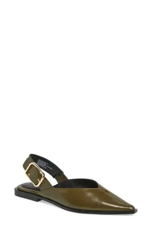 Steve Madden Shay Slingback Flats - Olive Leather