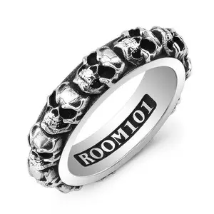 ROOM101 Sterling Multi Skull Band Ring - Silver