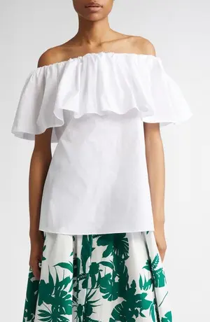 Max Mara Peccati Off-the-shoulder Poplin Top
