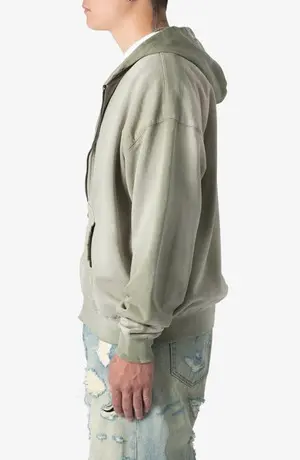Mnml Basic Faded Cotton Zip-up Hoodie - Washed Olive