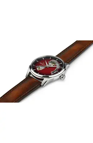 Hamilton Jazzmaster Open Heart Automatic Strap Watch - Red