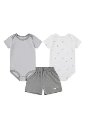 Nike Stripe Swooshfetti 2-pack Bodysuits & Shorts Set - Dark Grey Heather