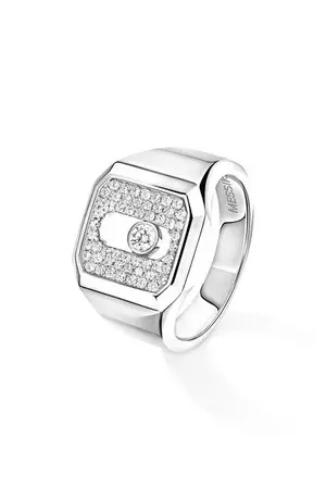 Messika Move Joaillerie Pavé Diamond Signet Ring - White Gold