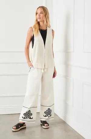 Karen Kane Open Front Cotton Sweater Vest