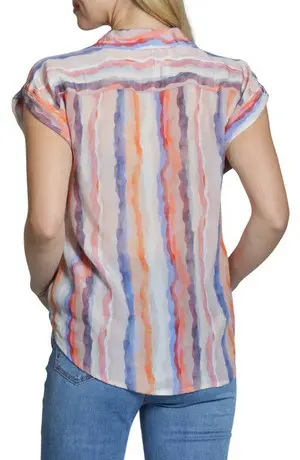 APNY Print Wrap Front High-low Cotton Top - Blush Multi