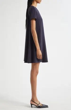 Emporio Armani Inverted Pleat Short Sleeve Dress - Solid Dark Blue