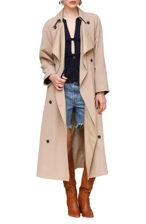 Avec Les Filles Waterfall Drape Front Trench Coat