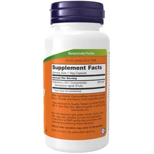 NOW FOODS Elderberry Extract 500mg 60 Capsules