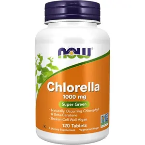 NOW FOODS Chlorella 1000mg Tablets 120 Tablets - One-color