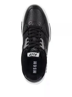 MSGM Panelled Leather Sneakers - Black