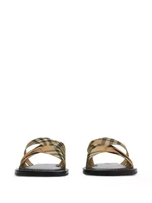 Burberry Checked Slides - Neutrals