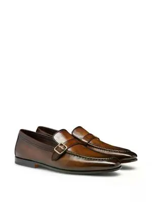 Santoni Buckled Leather Loafers