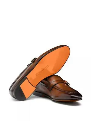 Santoni Buckled Leather Loafers
