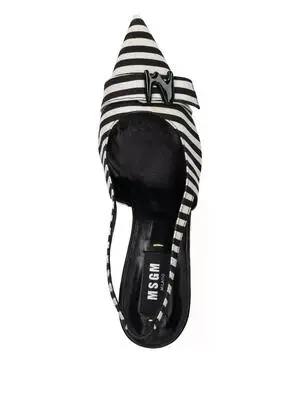 MSGM 90mm Striped Pumps - Black