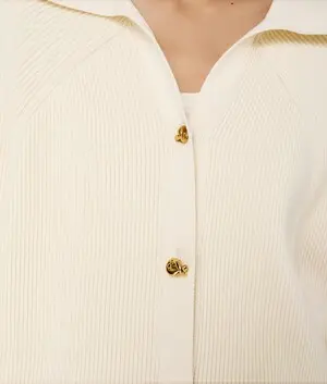 Bottega Veneta Cotton Rib Cardigan - Chalk
