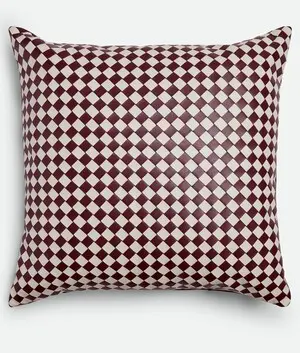 BOTTEGA  VENETA Check Intrecciato Cushion - Barolo/chalk