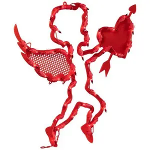 NORTHLIGHT Lighted Cupid With Heart Valentine's Day Window Silhouette17"