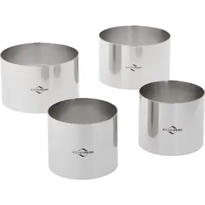 KUCHENPROFI Cooking Ring Molds, 4 Piece Set, 2.5-inch & 3-inch - Silver