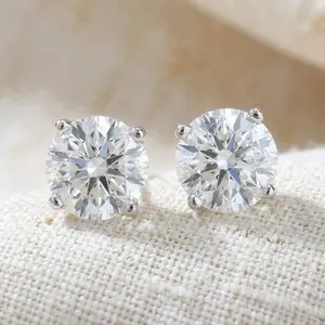 BLISS DIAMOND Certified 4 Ct Tw Round Lab Grown Diamond Stud Earrings