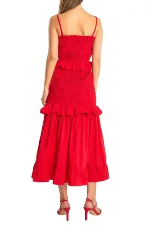 Endless Rose Ruffle Smocked Maxi Dress - Red