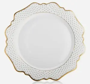 ANNA WEATHERLEY Simply Anna Antique Polka Dinner Plate - White/gold