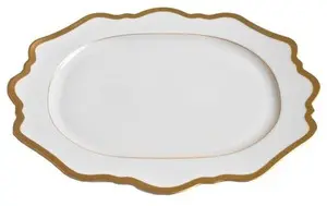 ANNA WEATHERLEY Antique White Gold Oval Platter - White/gold
