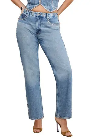 Good American Good Icon Stud Straight Leg Jeans
