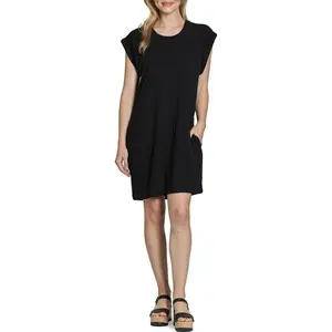APNY Raglan Cap Sleeve Cotton Shift Dress - Black