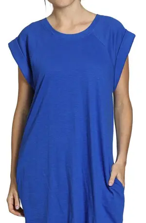 APNY Raglan Cap Sleeve Cotton Shift Dress - Dazzling Blue