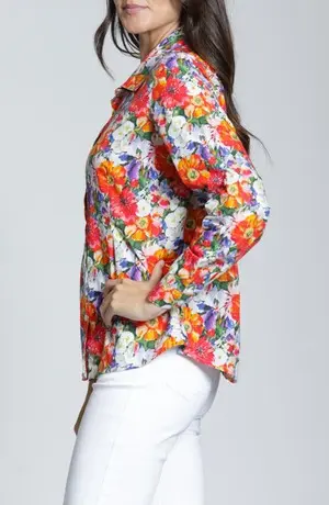 APNY Classic Floral Button-up Shirt - Orange Multi