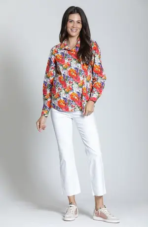 APNY Classic Floral Button-up Shirt - Orange Multi