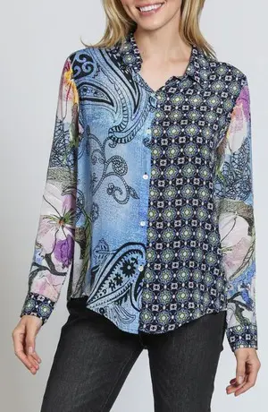 APNY Printed Button-up Shirt - Blue Multi