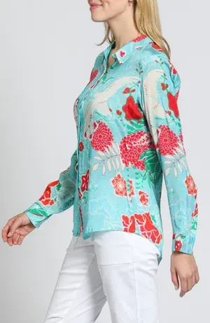 APNY Printed Button-up Shirt - Turquoise Multi