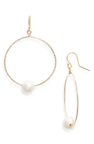 KIARA BY KI-ELE Ki-ele Alii Large Freshwater Pearl Hoop Earrings - Gold